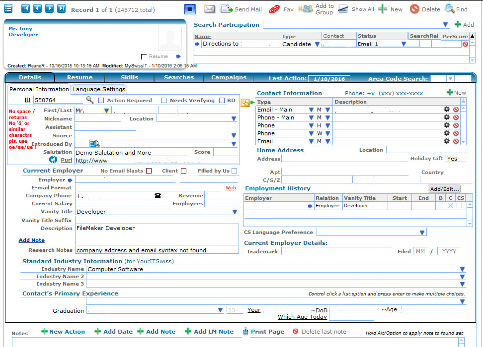 Recruiter Management Software for Mac and Windows more Rich 1 App